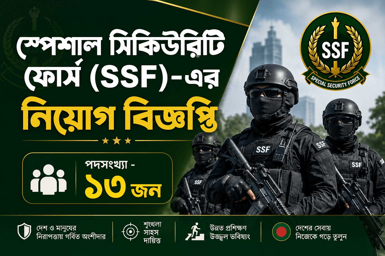 স্পেশাল সিকিউরিটি ফোর্স (SSF) নিয়োগ সার্কুলার ২০২৬
